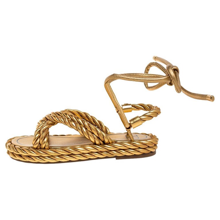 Valentino Deep Gold The Rope Sandals Size EU 35 at 1stDibs