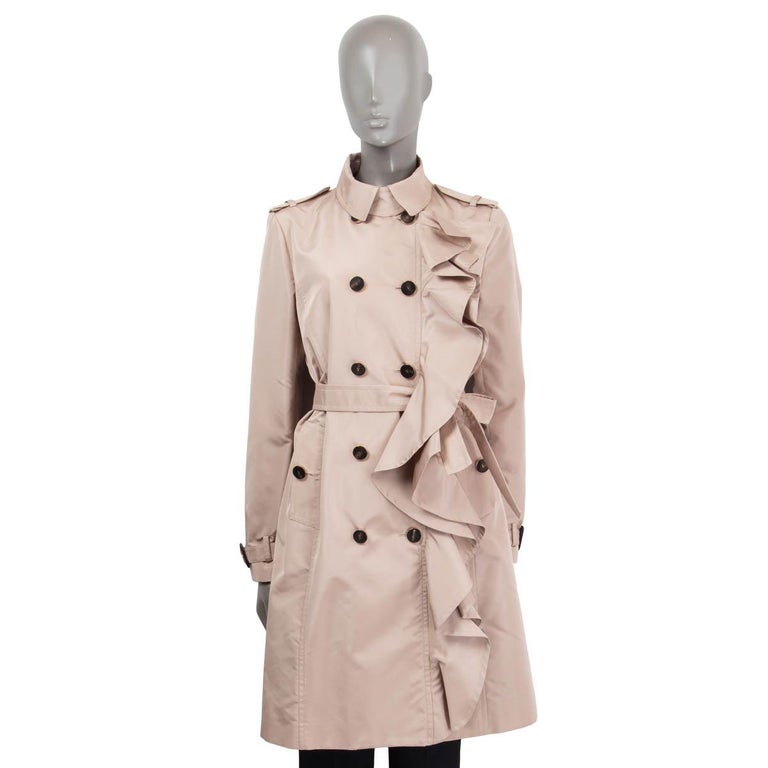 VALENTINO dusty pink silk SIDE RUFFLED TRENCH Coat Jacket 12 M For Sale ...