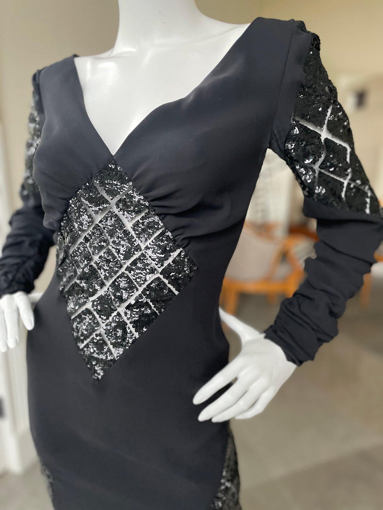 Valentino Fall 2004 Plunging Little Black Dress Harlequin Sheer Sequin ...