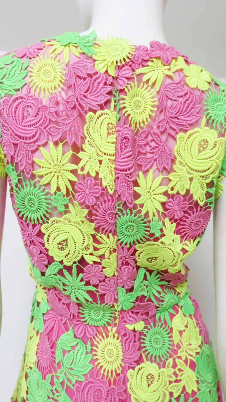 Valentino Flower Lace Silk Dress For Sale at 1stDibs