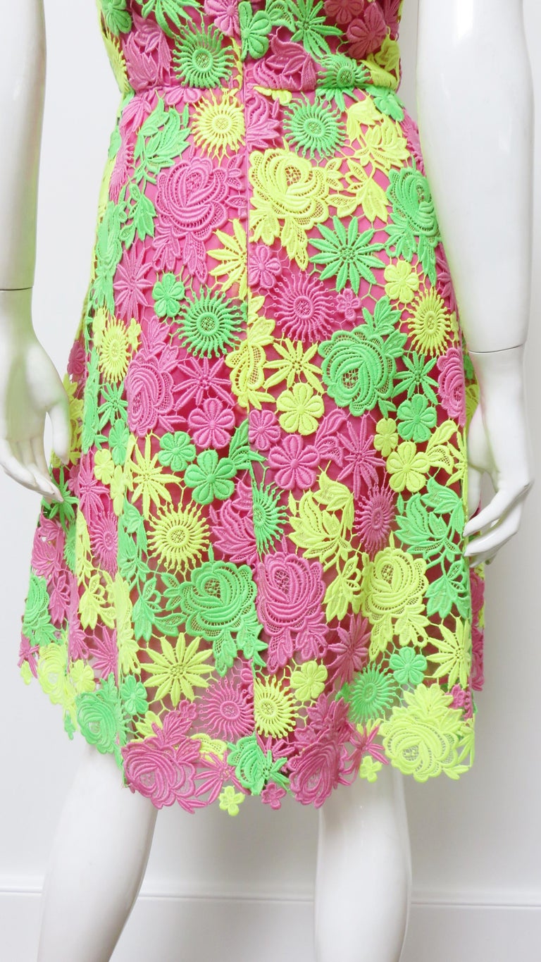 Valentino Flower Lace Silk Dress For Sale at 1stDibs