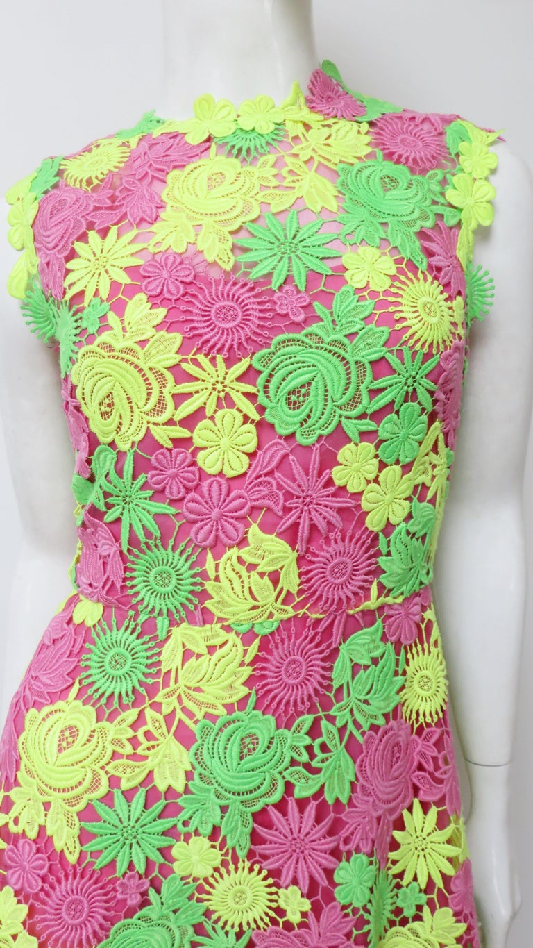 Valentino Flower Lace Silk Dress For Sale at 1stDibs