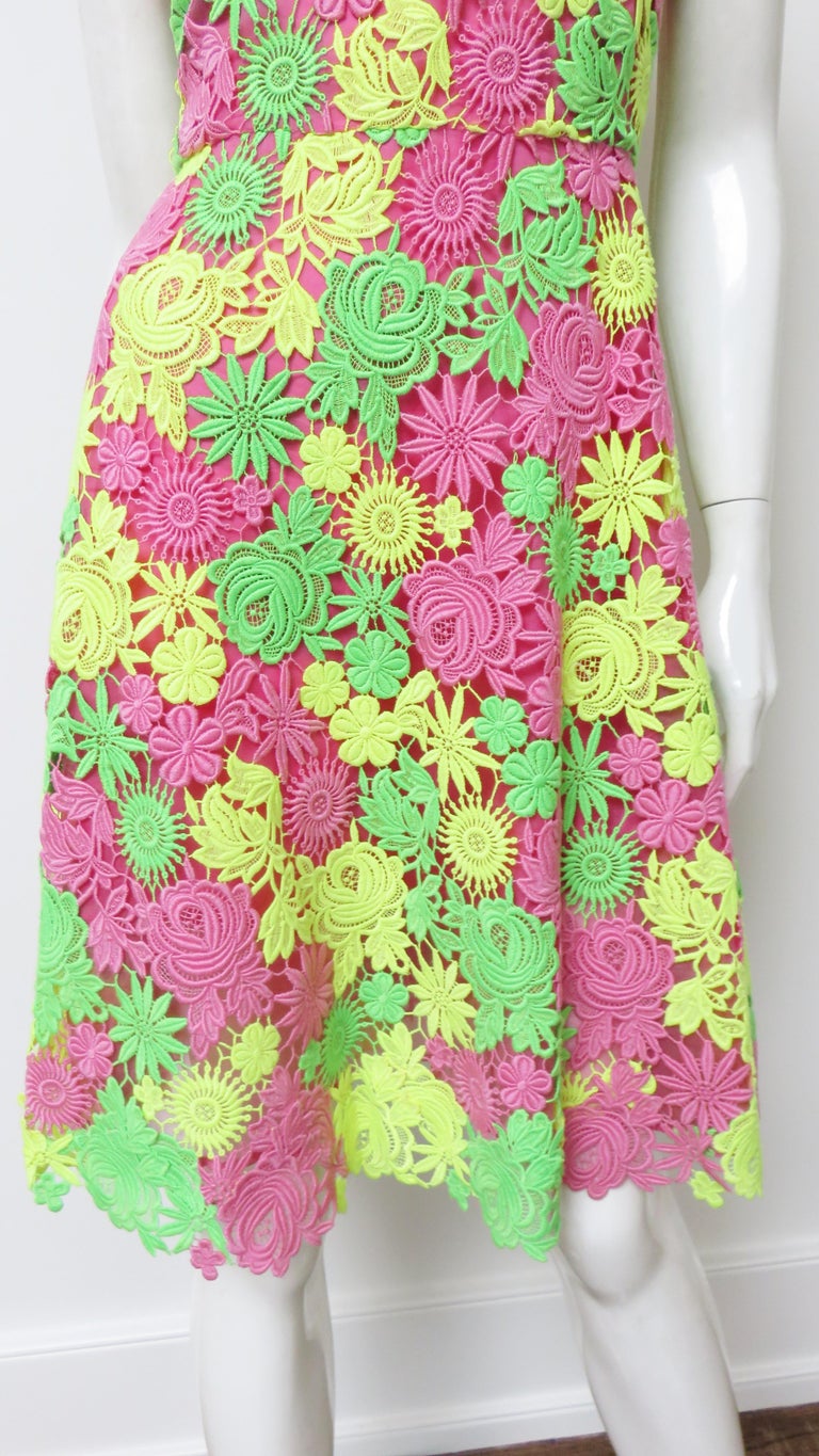 Valentino Flower Lace Silk Dress For Sale at 1stDibs