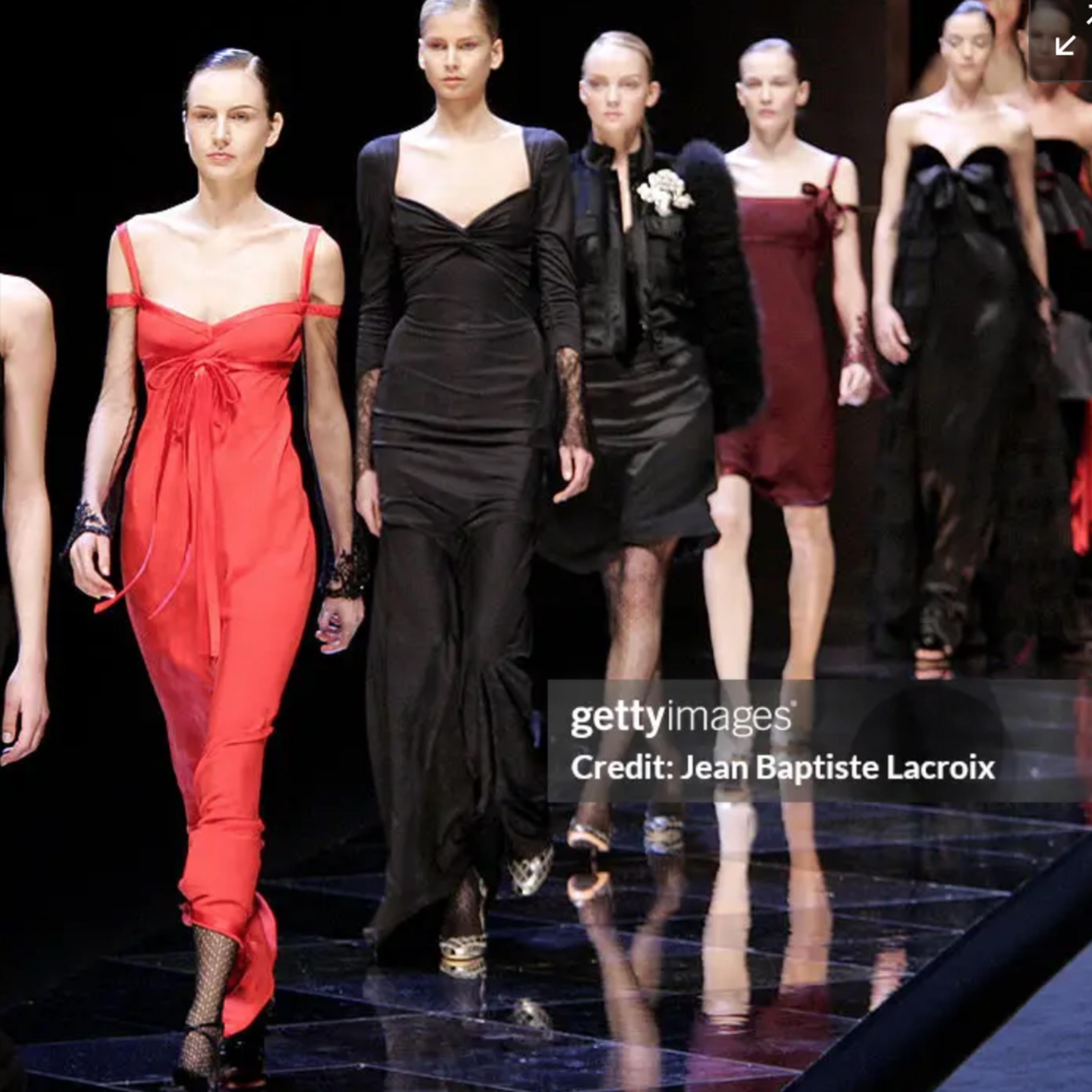 VALENTINO FW2005 Red silk dress with satin ribbons For Sale at 1stDibs