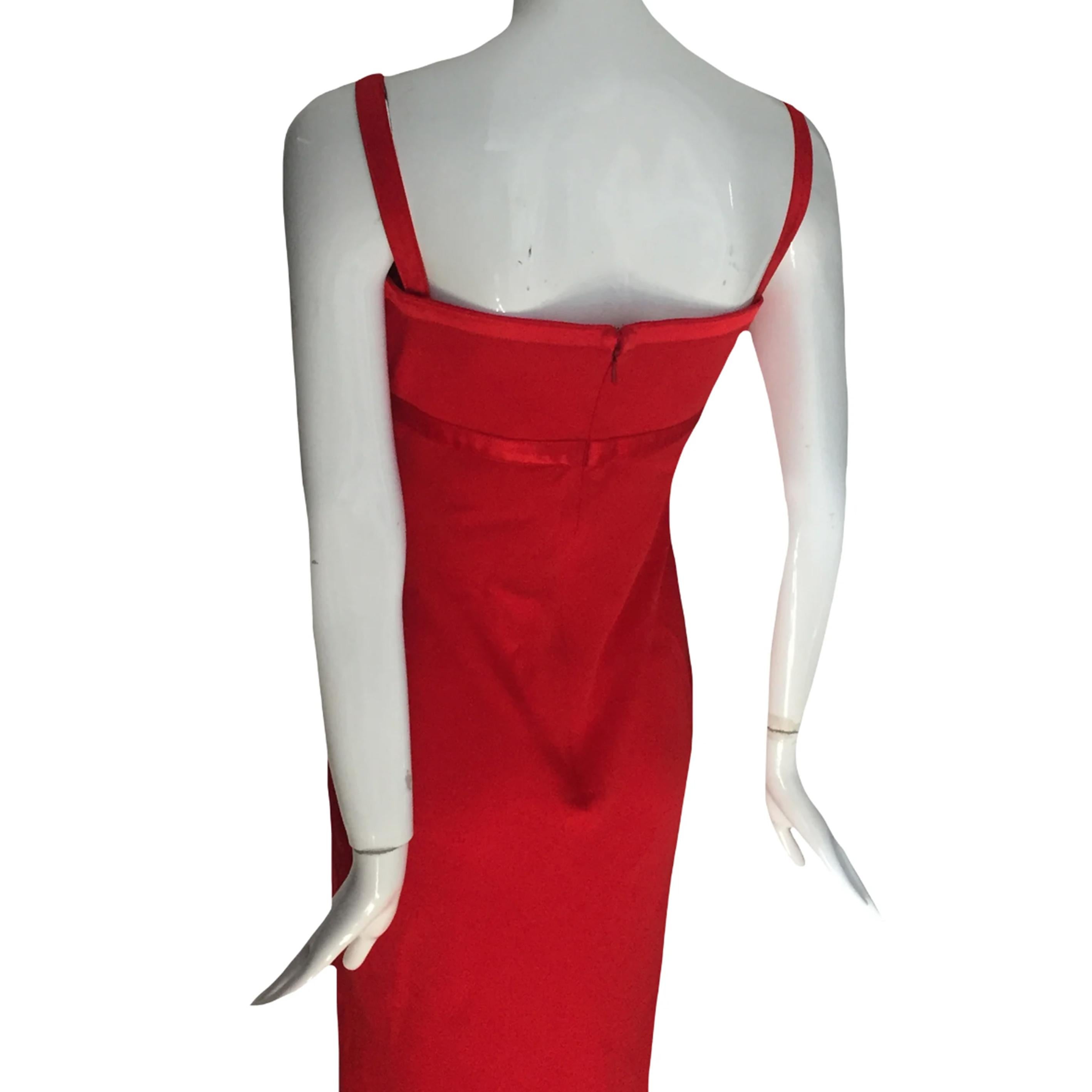 VALENTINO FW2005 Red silk dress with satin ribbons For Sale at 1stDibs