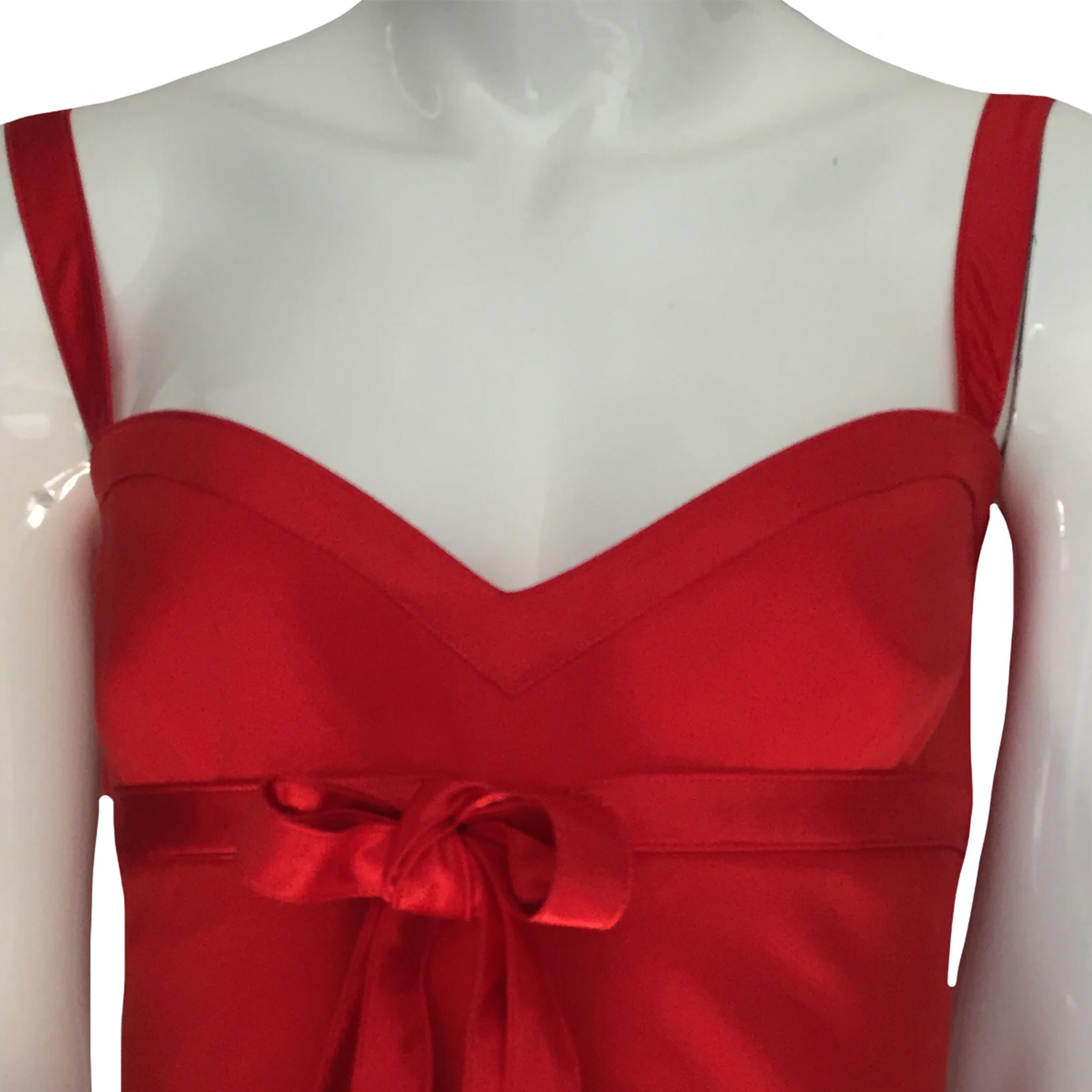 VALENTINO FW2005 Red silk dress with satin ribbons For Sale at 1stDibs