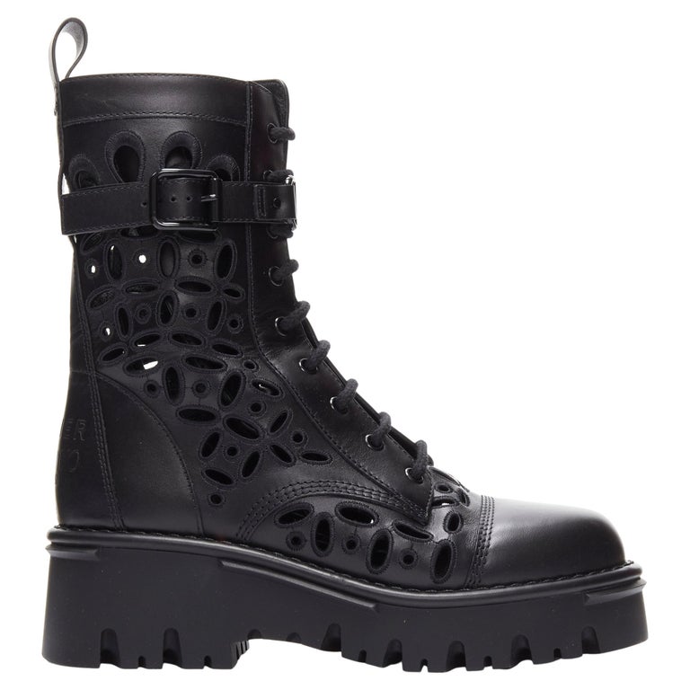 VALENTINO GARAVANI Atelier San Gallo 08 Edition black eyelet combat ...
