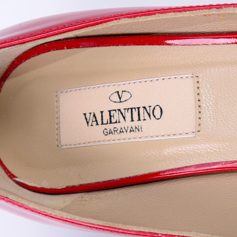 Valentino Garavani Red Leather Bow Shoes With 2.5" Heels For Sale at ...