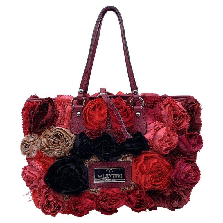 Valentino Garavani Red Silk Rosier Buisson Rose Tote Bag For Sale at ...