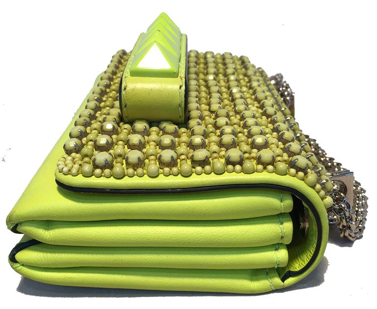 Valentino Garavani Va Va Voom Neon Studded Knuckle Clutch with Strap For Sale at 1stDibs