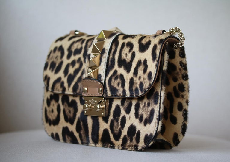 Valentino Glam Lock Small Calf-Hair Leopard-Print Shoulder Bag at ...