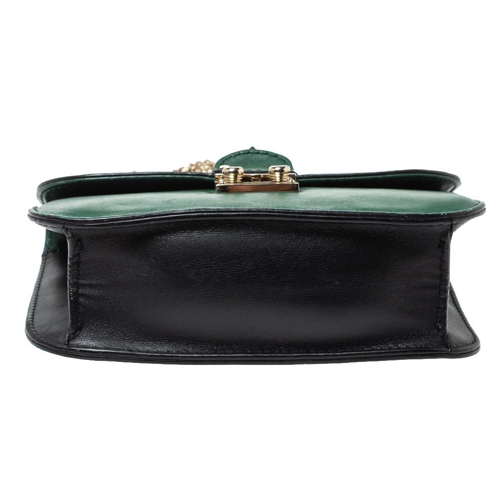 Valentino Green/Black Leather Small Rockstud Glam Lock Flap Bag at ...
