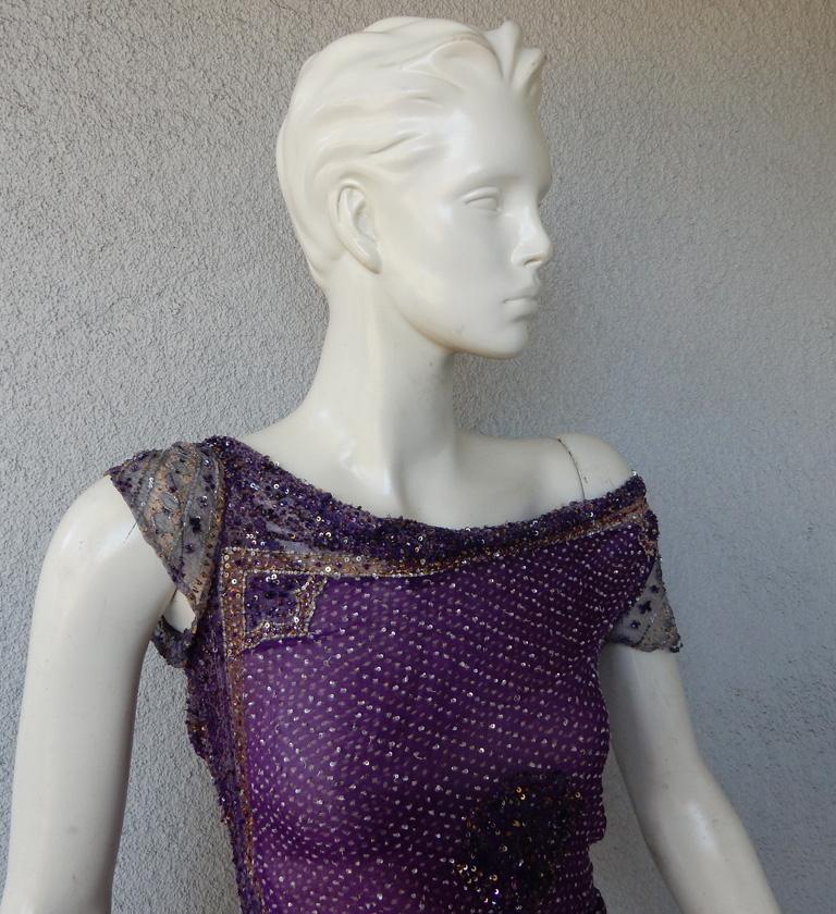 Valentino Hand Beaded Sari Silk Asymmetrical Evening Dress For Sale At