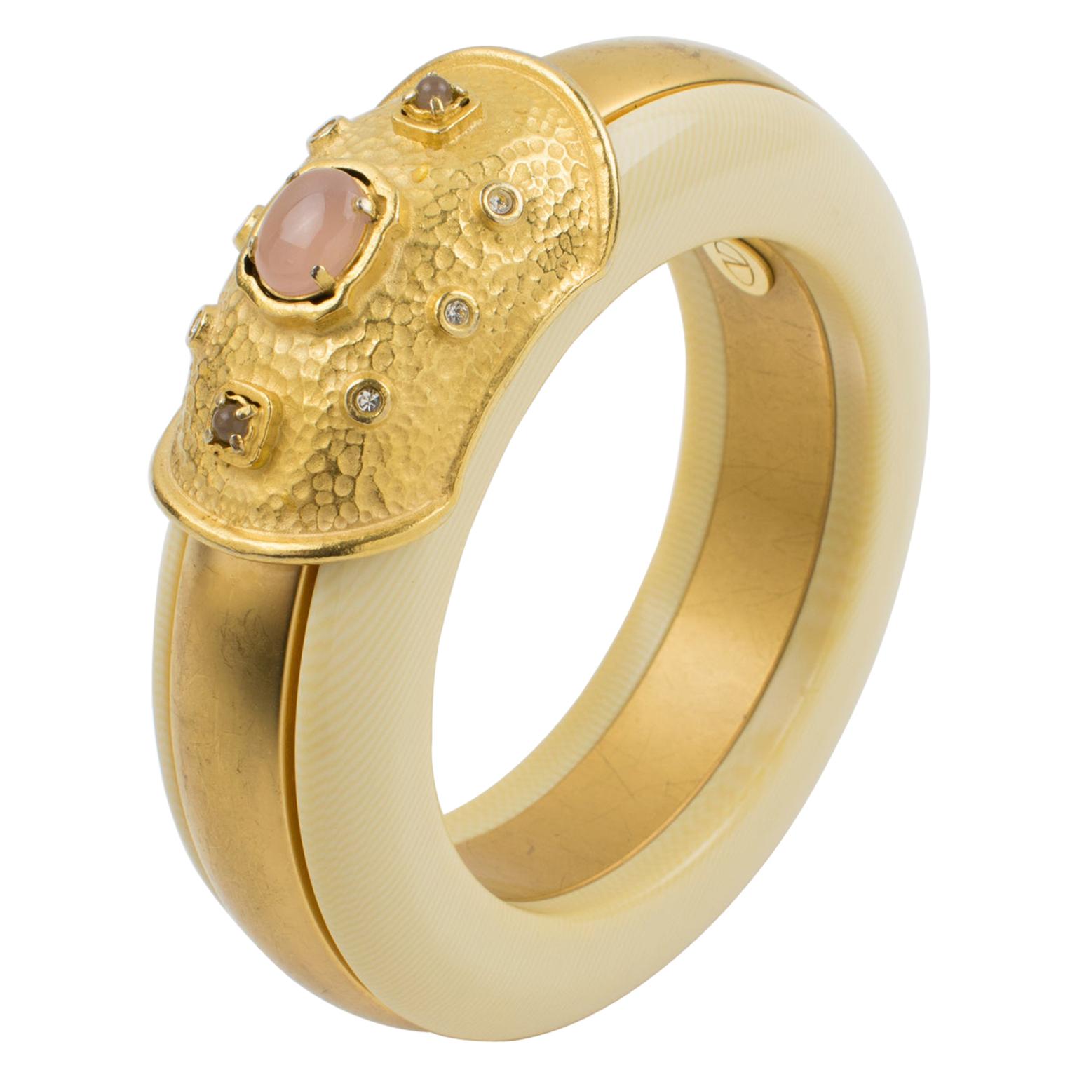 Faberge Archaeological Revival Jeweled Gold Bangle Bracelet at 1stDibs