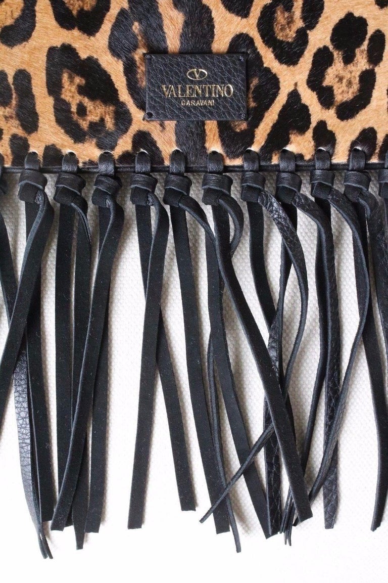Valentino Leopard-Print Calf-Hair Fringe Clutch Bag For Sale at 1stDibs ...