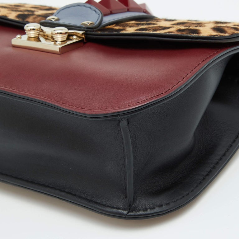 Valentino Leopard Print Calfhair and Leather Small Rockstud Glam Lock ...