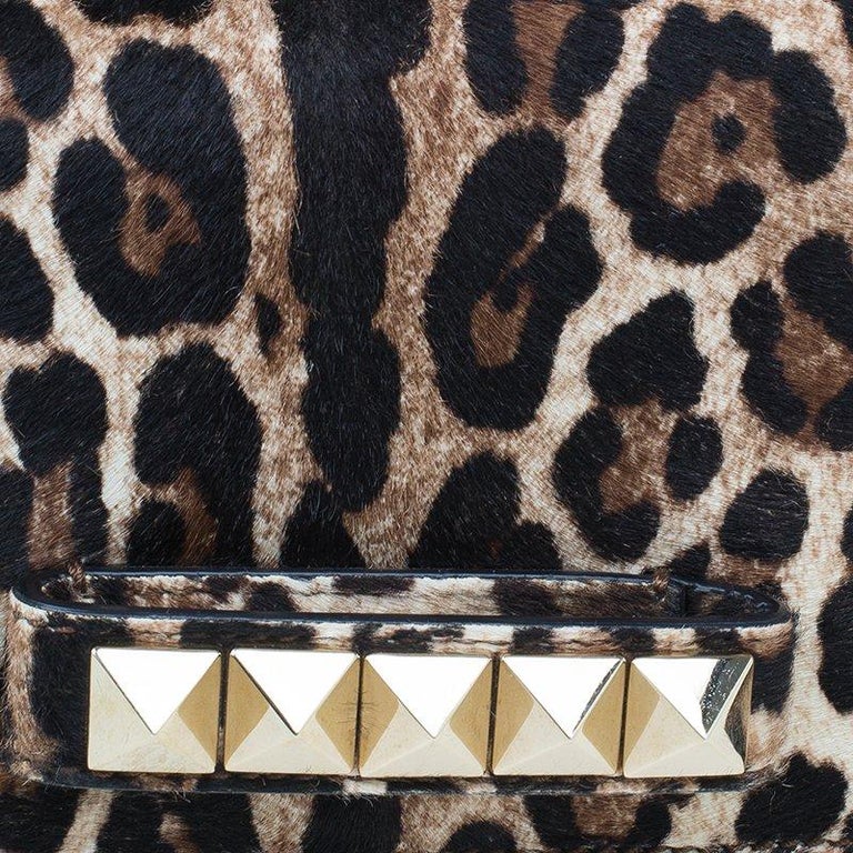 Valentino Leopard Print Pony Hair Rockstud Va Va Voom Shoulder Bag For ...