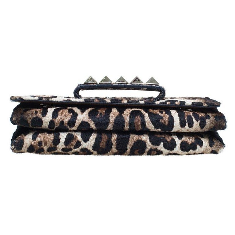 Valentino Leopard Print Pony Hair Rockstud Va Va Voom Shoulder Bag For ...