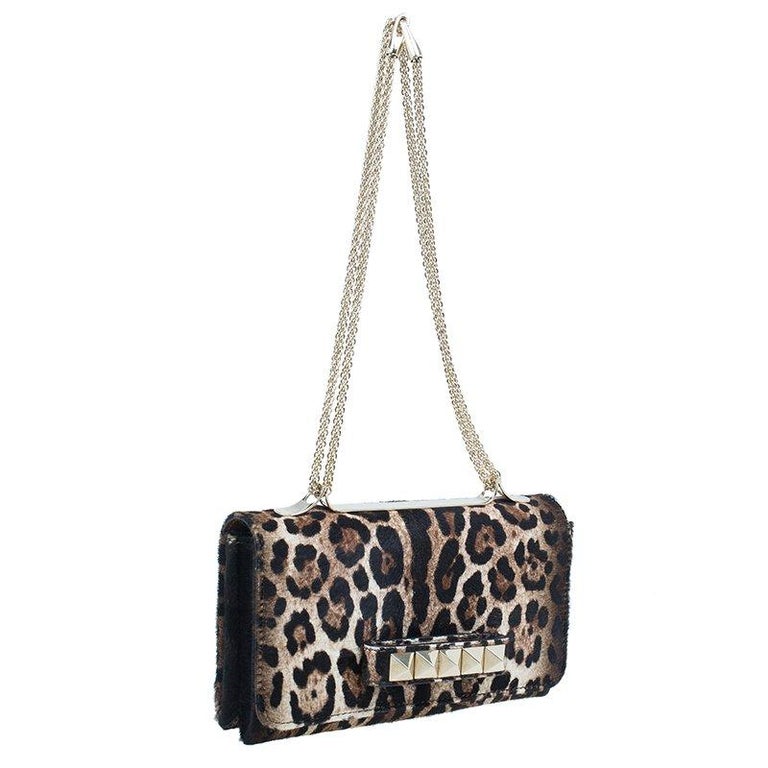 Valentino Leopard Print Pony Hair Rockstud Va Va Voom Shoulder Bag For ...