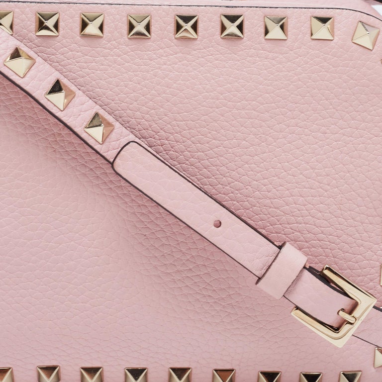 Valentino Light Pink Leather Rockstud Camera Bag For Sale at 1stDibs