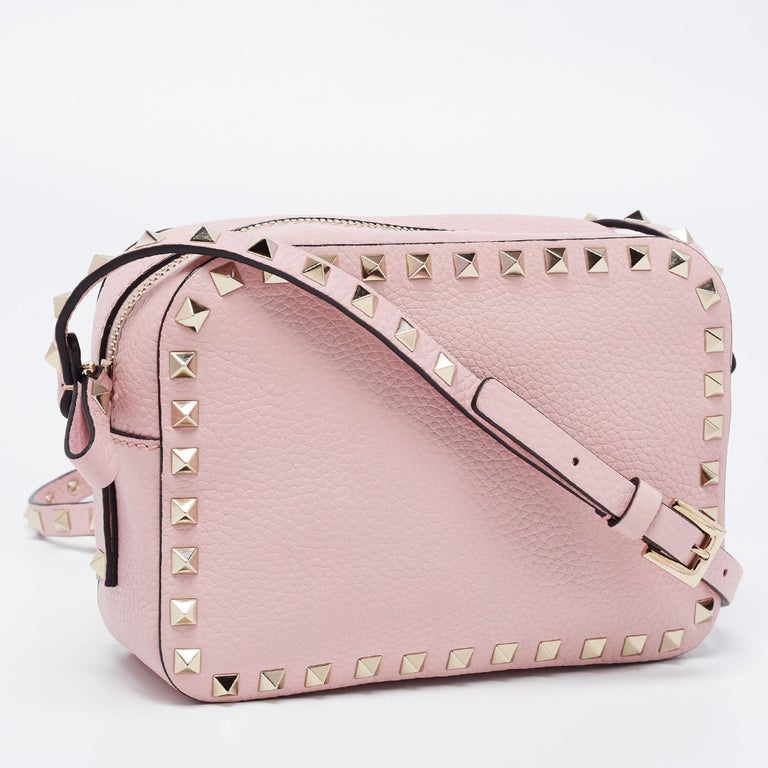 Valentino Light Pink Leather Rockstud Camera Bag For Sale at 1stDibs