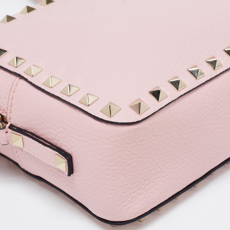 Valentino Light Pink Leather Rockstud Camera Bag For Sale at 1stDibs