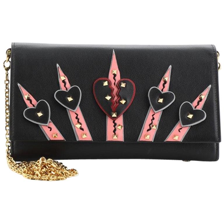 Valentino Love Blade Chain Wallet Leather with Applique and Micro ...