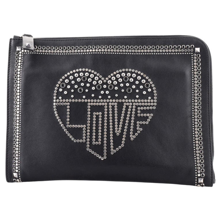 Valentino Love Zip Around Clutch Studded Leather For Sale at 1stDibs