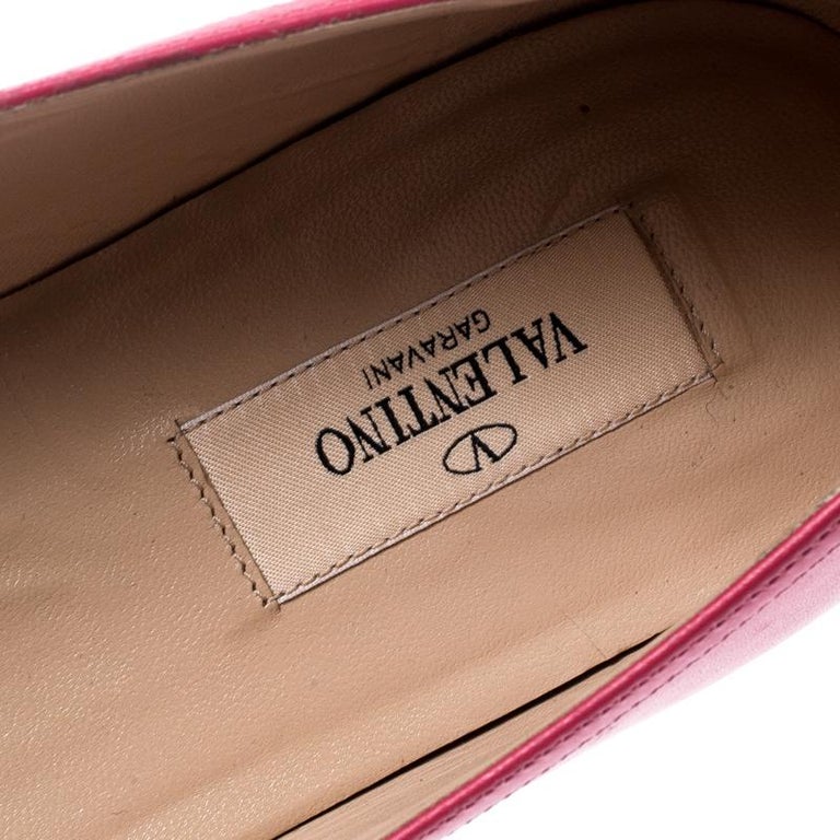 Valentino Magenta Leather Pointed Toe Bow Ballet Flats Size 39 For Sale ...