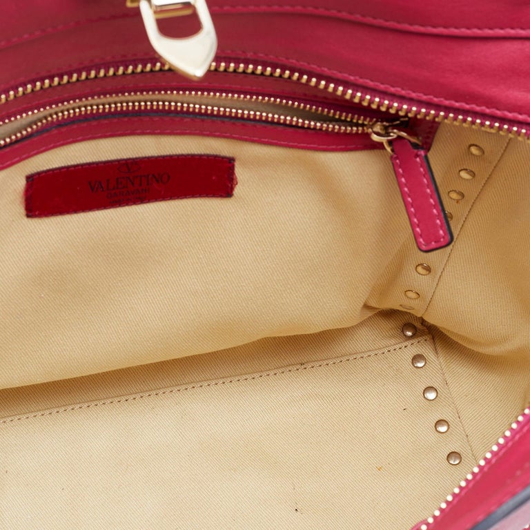 Valentino Magenta Leather Rockstud Trapeze Tote For Sale at 1stDibs