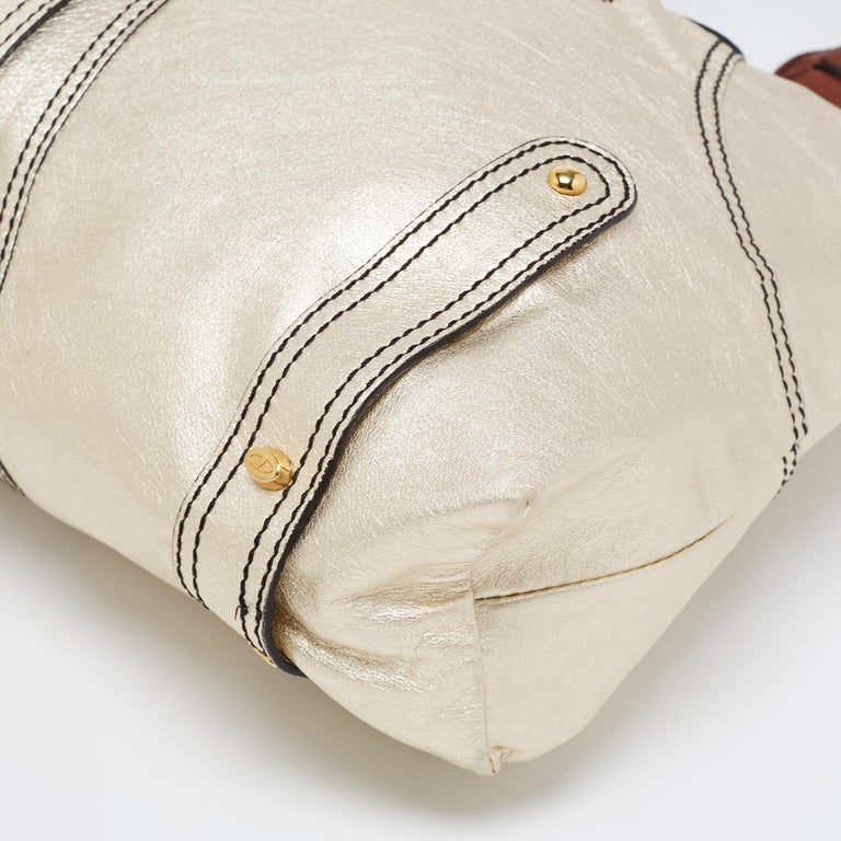 Valentino Metallic Gold Leather Crystal-Embellished Catch Shoulder Bag ...