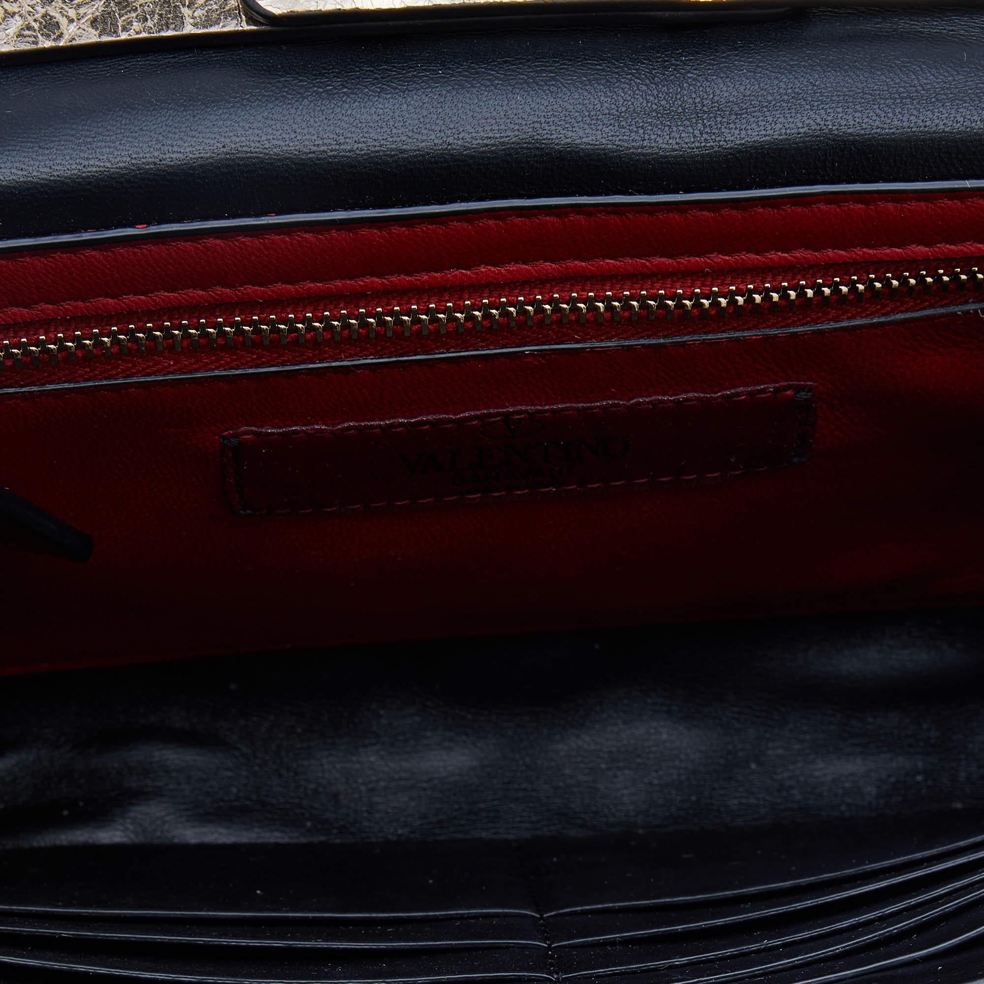 Valentino Metallic Gold Quilted Leather Rockstud Spike Wallet On Chain ...