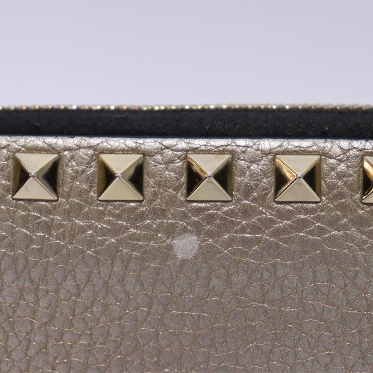 Valentino Metallic Grained Leather Rockstud Zip Around Wallet For Sale ...