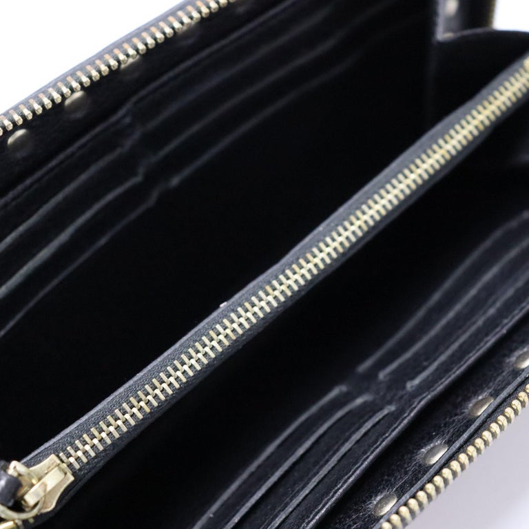 Valentino Metallic Grained Leather Rockstud Zip Around Wallet For Sale ...