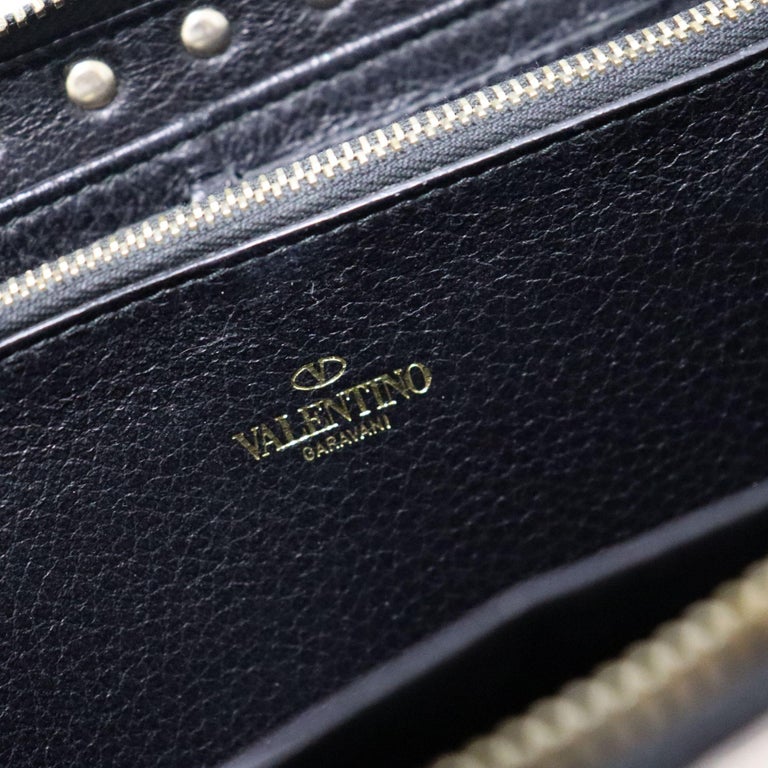 Valentino Metallic Grained Leather Rockstud Zip Around Wallet For Sale ...