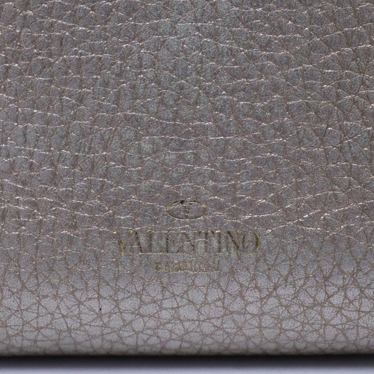 Valentino Metallic Grained Leather Rockstud Zip Around Wallet For Sale ...