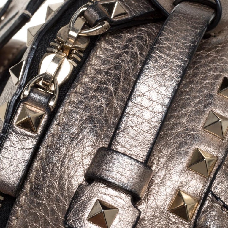 Valentino Metallic Light Brown Leather Mini Rockstud Backpack at 1stDibs