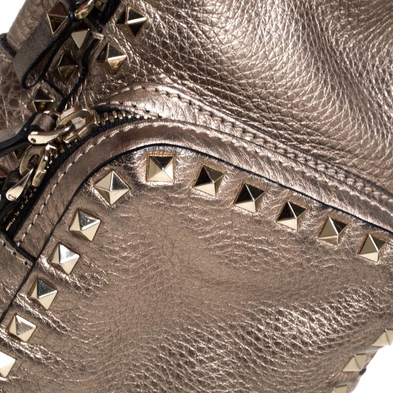 Valentino Metallic Light Brown Leather Mini Rockstud Backpack at 1stDibs