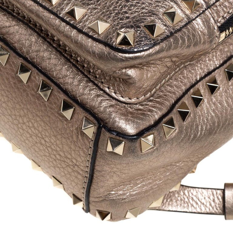 Valentino Metallic Light Brown Leather Mini Rockstud Backpack at 1stDibs