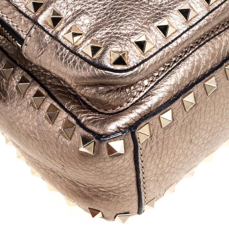 Valentino Metallic Light Brown Leather Mini Rockstud Backpack at 1stDibs