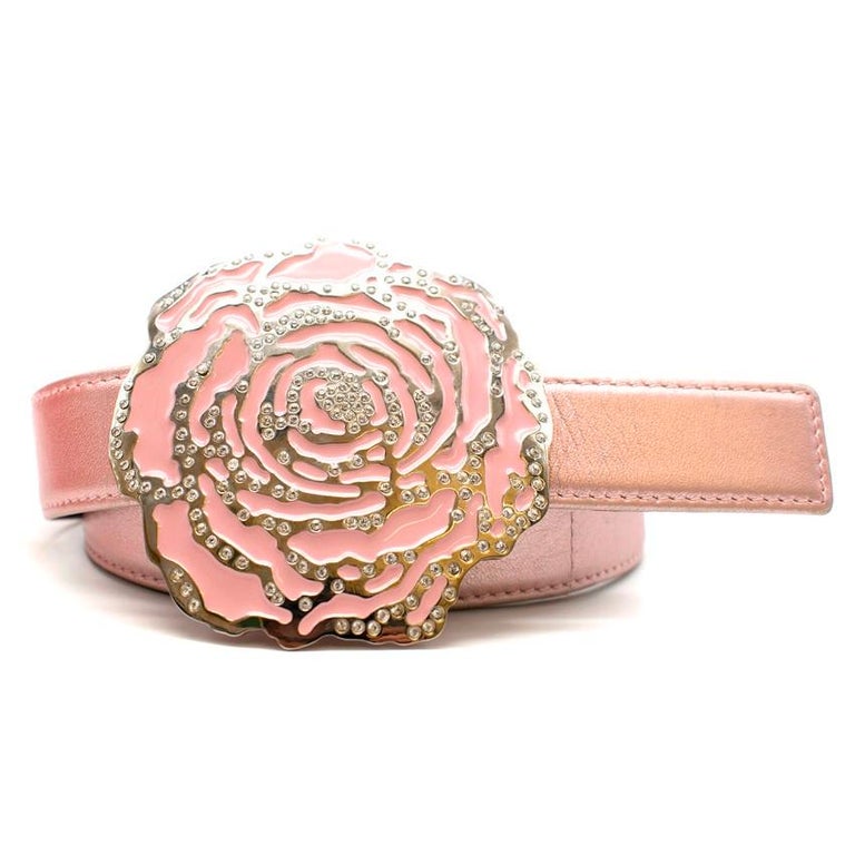 Valentino Metallic Pink Flower Buckle Belt at 1stDibs