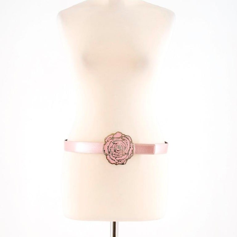 Valentino Metallic Pink Flower Buckle Belt at 1stDibs