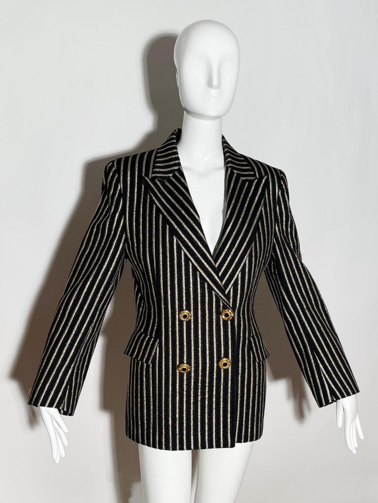 Valentino Metallic Pinstripe Blazer For Sale at 1stDibs