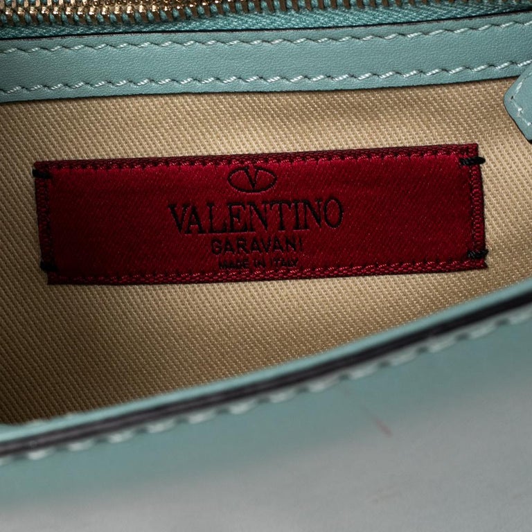 Valentino Mint Green Leather Small Rockstud Glam Lock Flap Bag at 1stDibs
