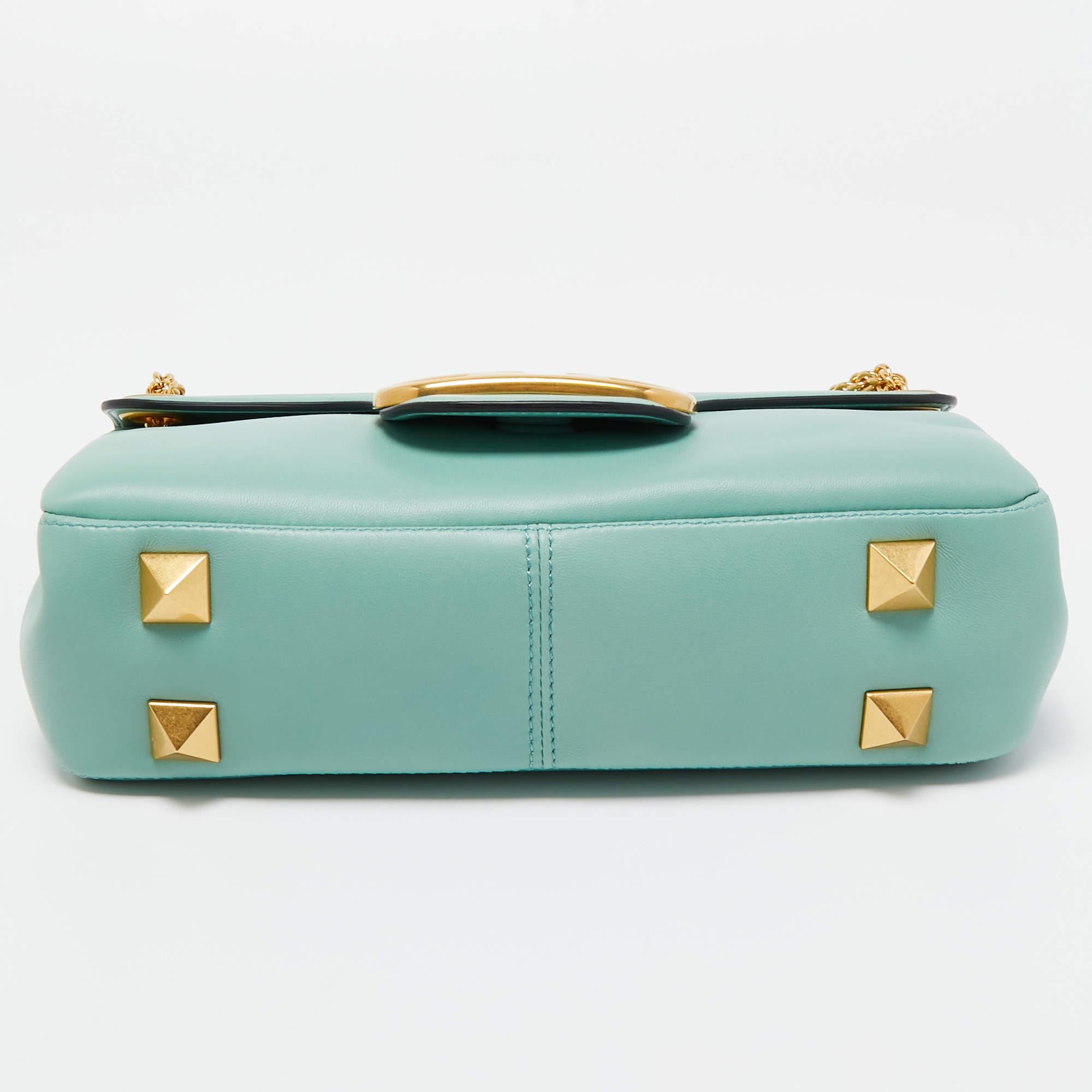 Valentino Mint Green Leather Stud Sign Shoulder Bag at 1stDibs