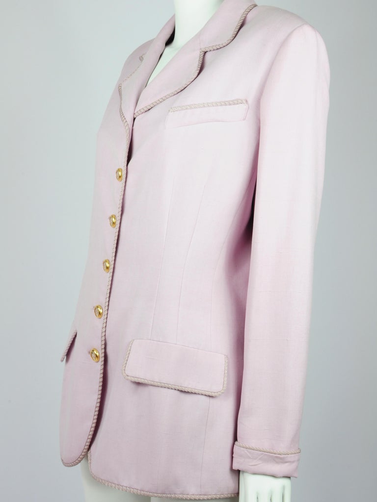Valentino Miss V Silk Lilac Blazer Jacket with Golden Buttons 1990s For ...