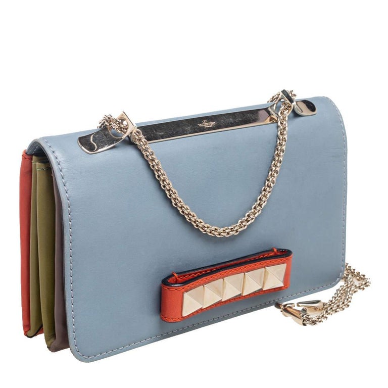 Valentino Multicolor Leather Rockstud Va Va Voom Chain Clutch For Sale ...