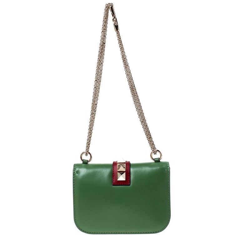 Valentino Multicolor Leather Small Rockstud Glam Lock Flap Bag at 1stDibs