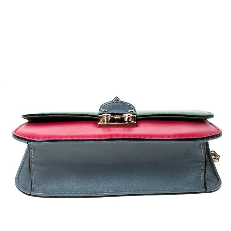 Valentino Multicolor Leather Small Rockstud Glam Lock Flap Bag at 1stDibs