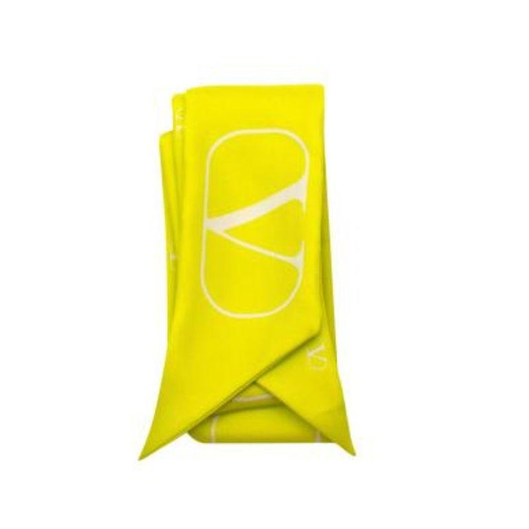 Valentino Neon yellow logo silk twill bandeau scarf For Sale at 1stDibs
